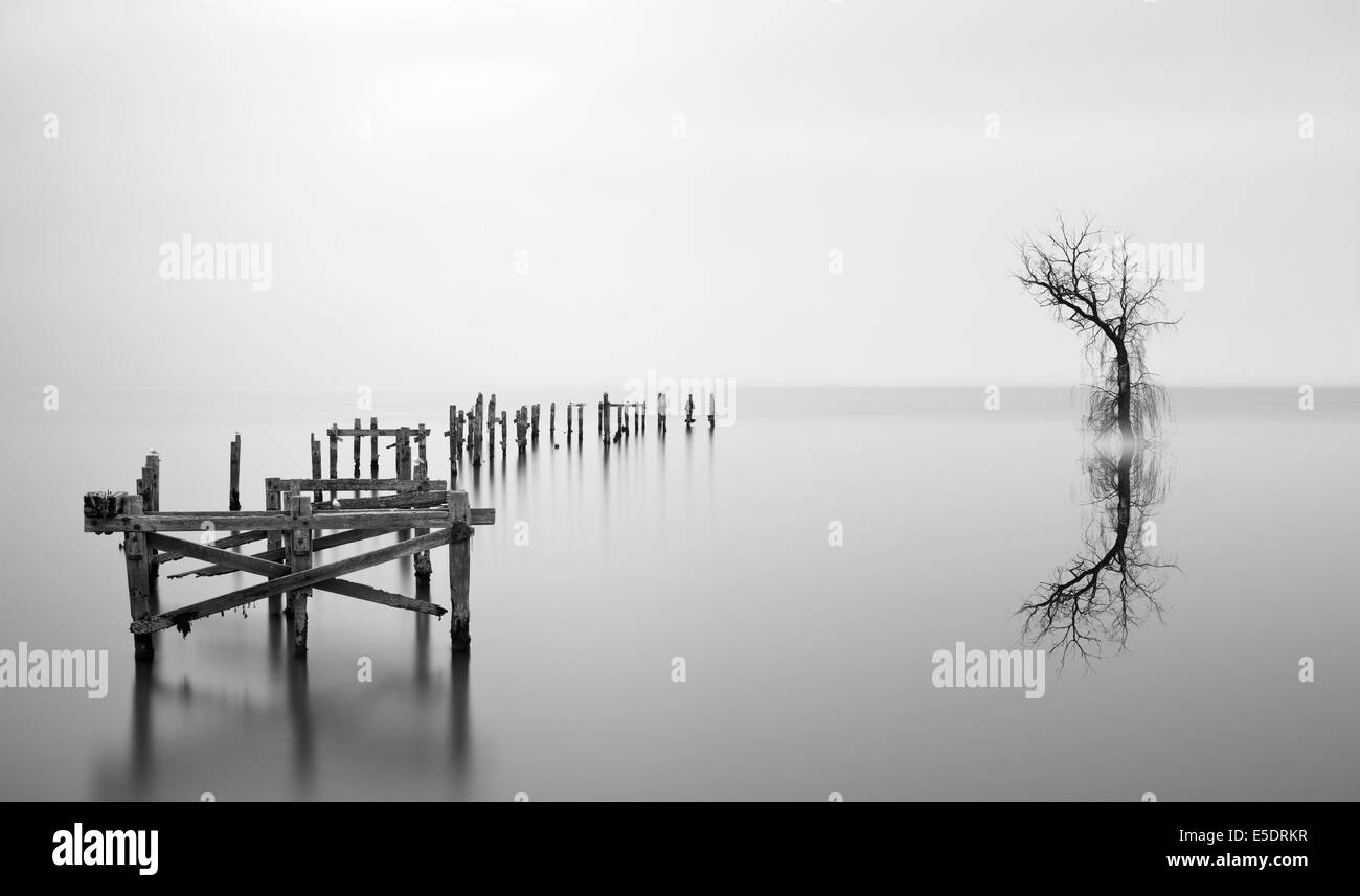 Fine art long exposure landscape of decayed pier Stock Photo - Alamy