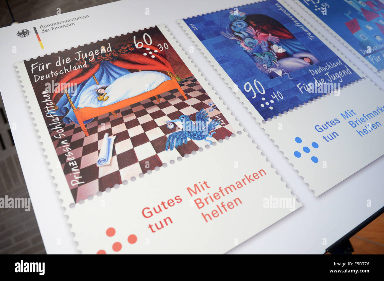 Munich, Germany. 29th July, 2014. On oversized facsimiles of the 60 ...