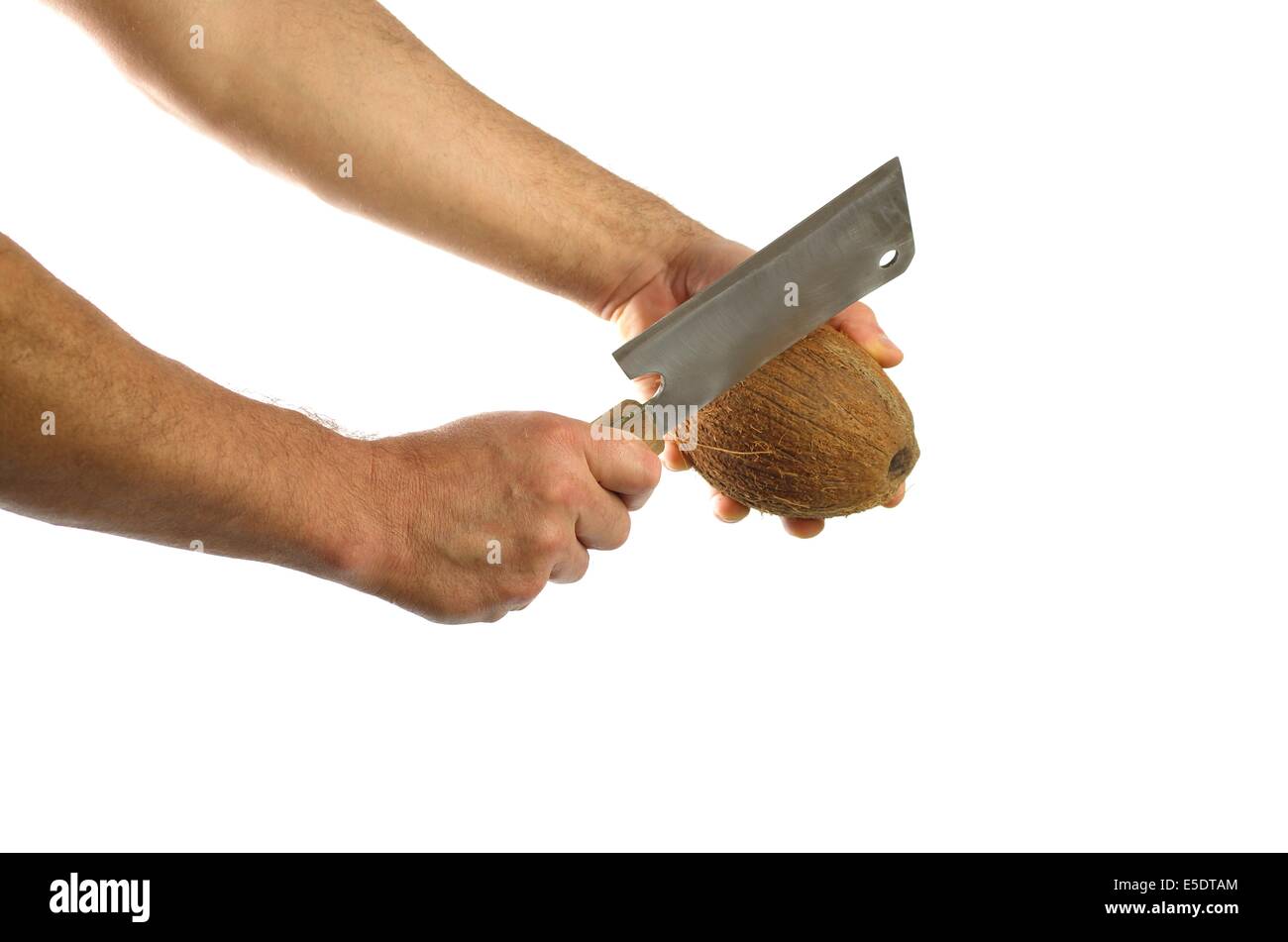 breaking coconut on white background Stock Photo - Alamy