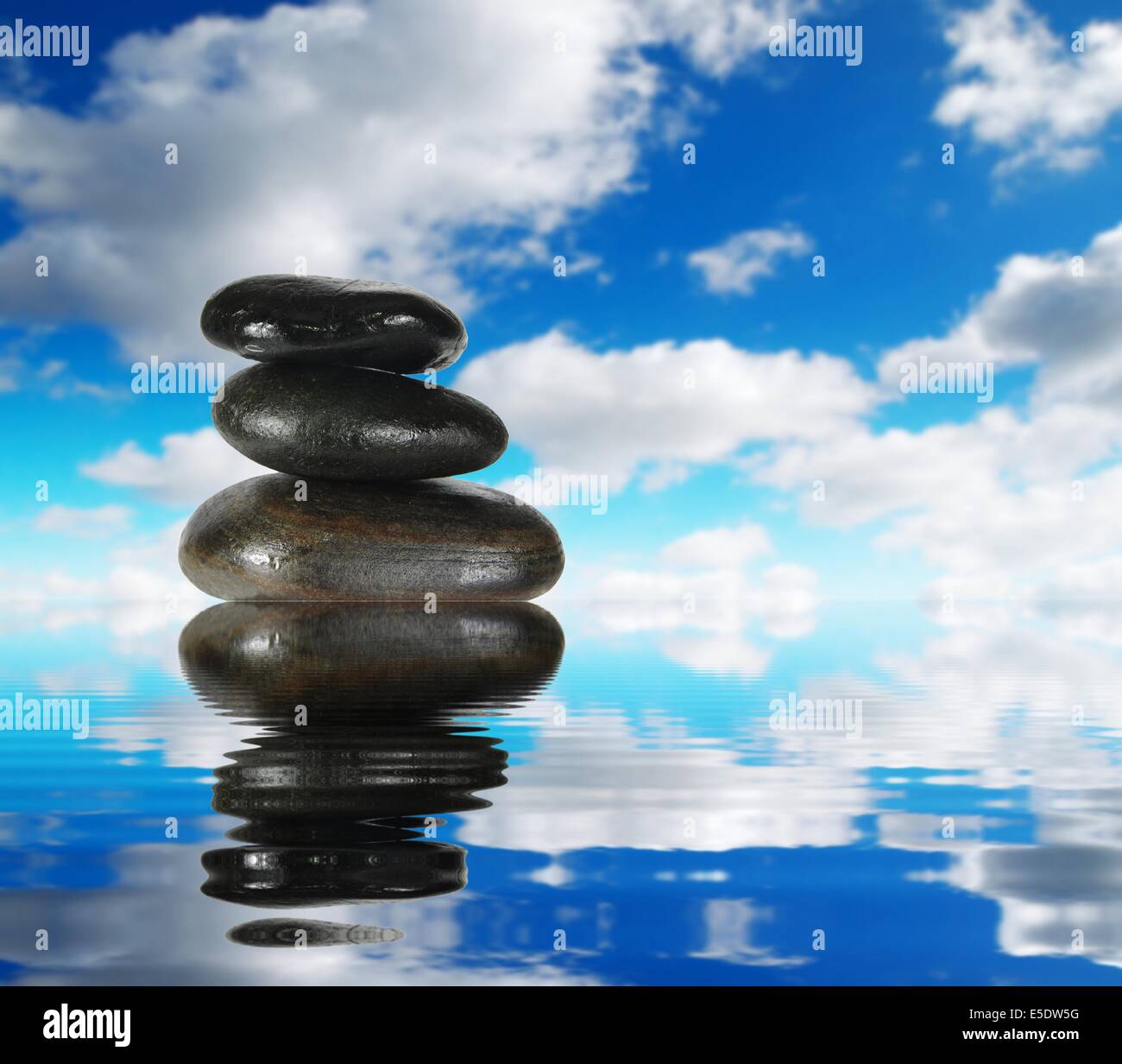 line six stones in water Stock Photo - Alamy