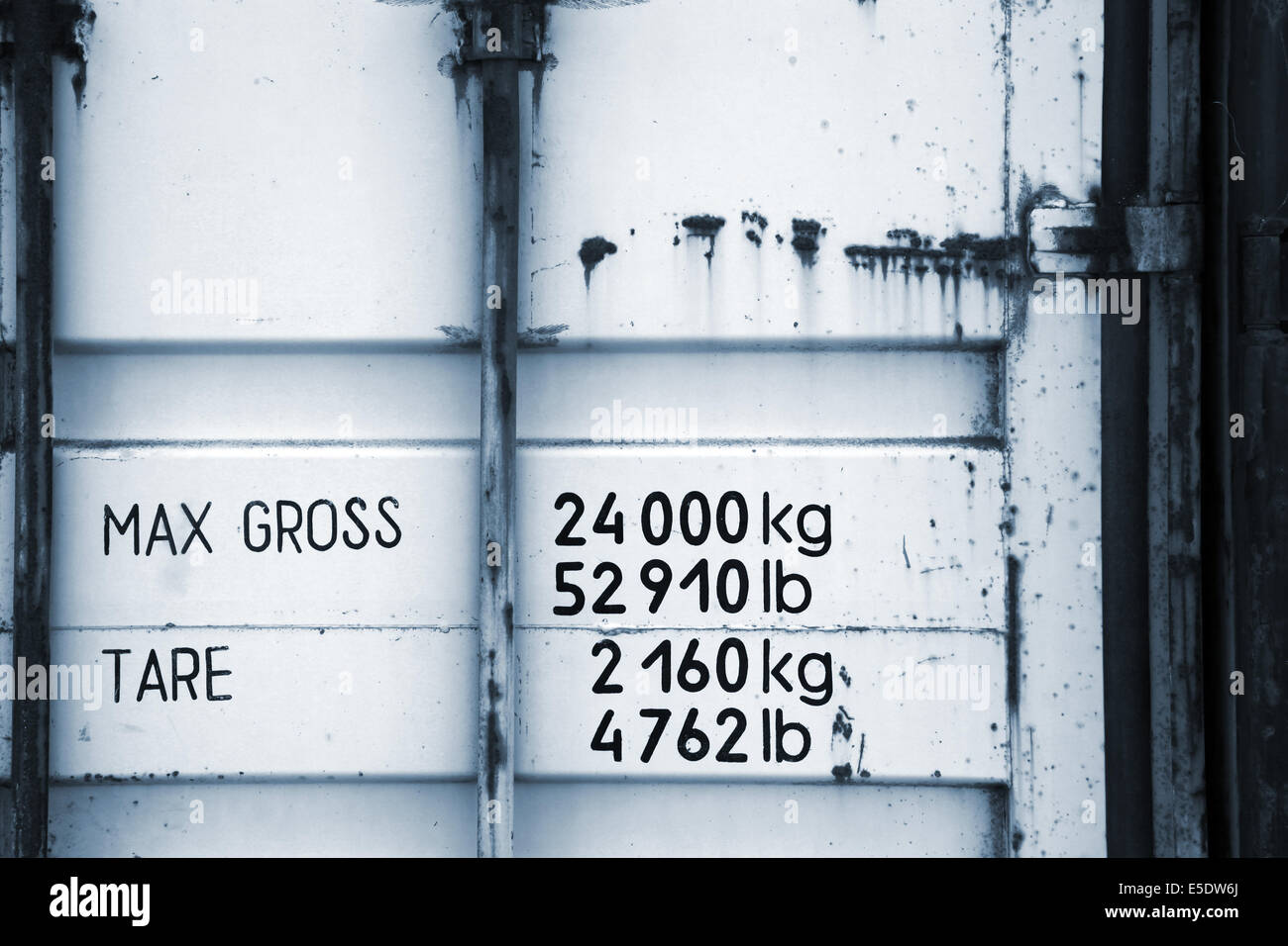 Cargo container fragment with weight marks. Monochrome photo Stock ...