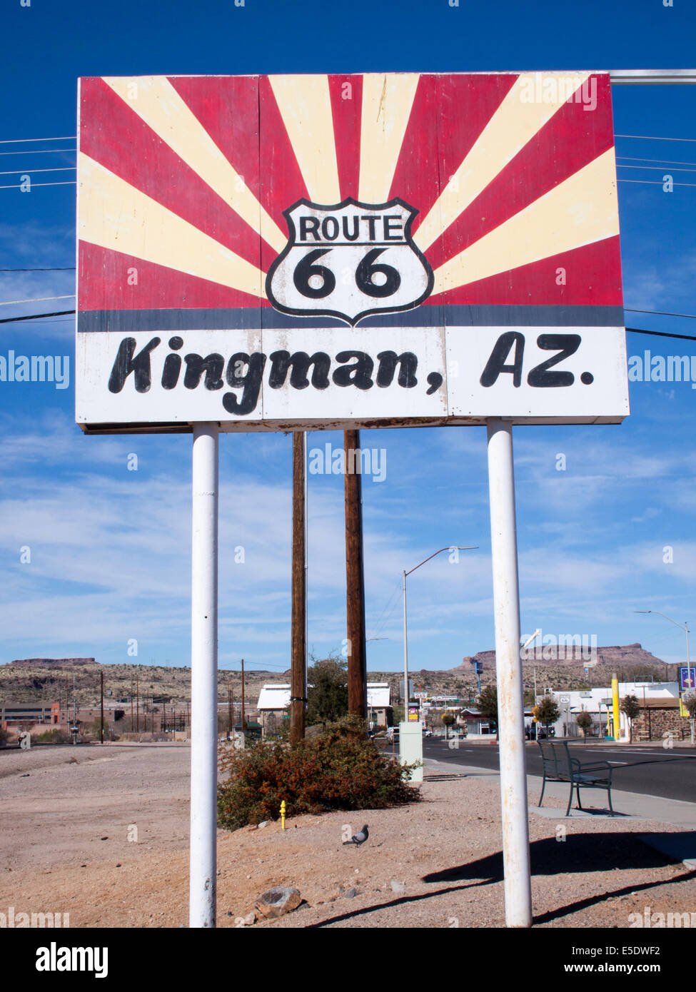 Classic Route 66 sign in Kingman, Arizona, marks a historic stop along ...