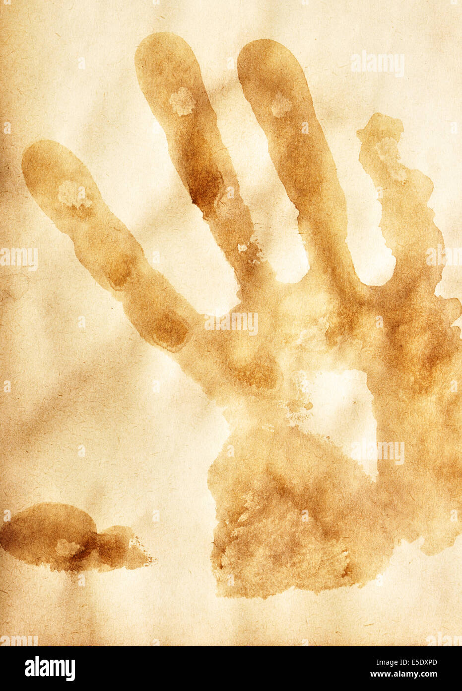 Old paper with human palm print, may be used as background Stock Photo ...