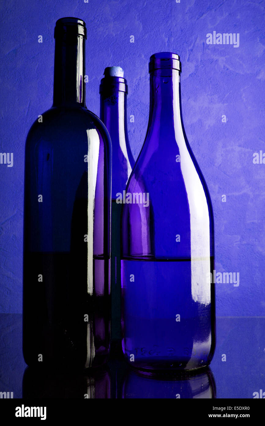 Blue Glass Wine Bottles