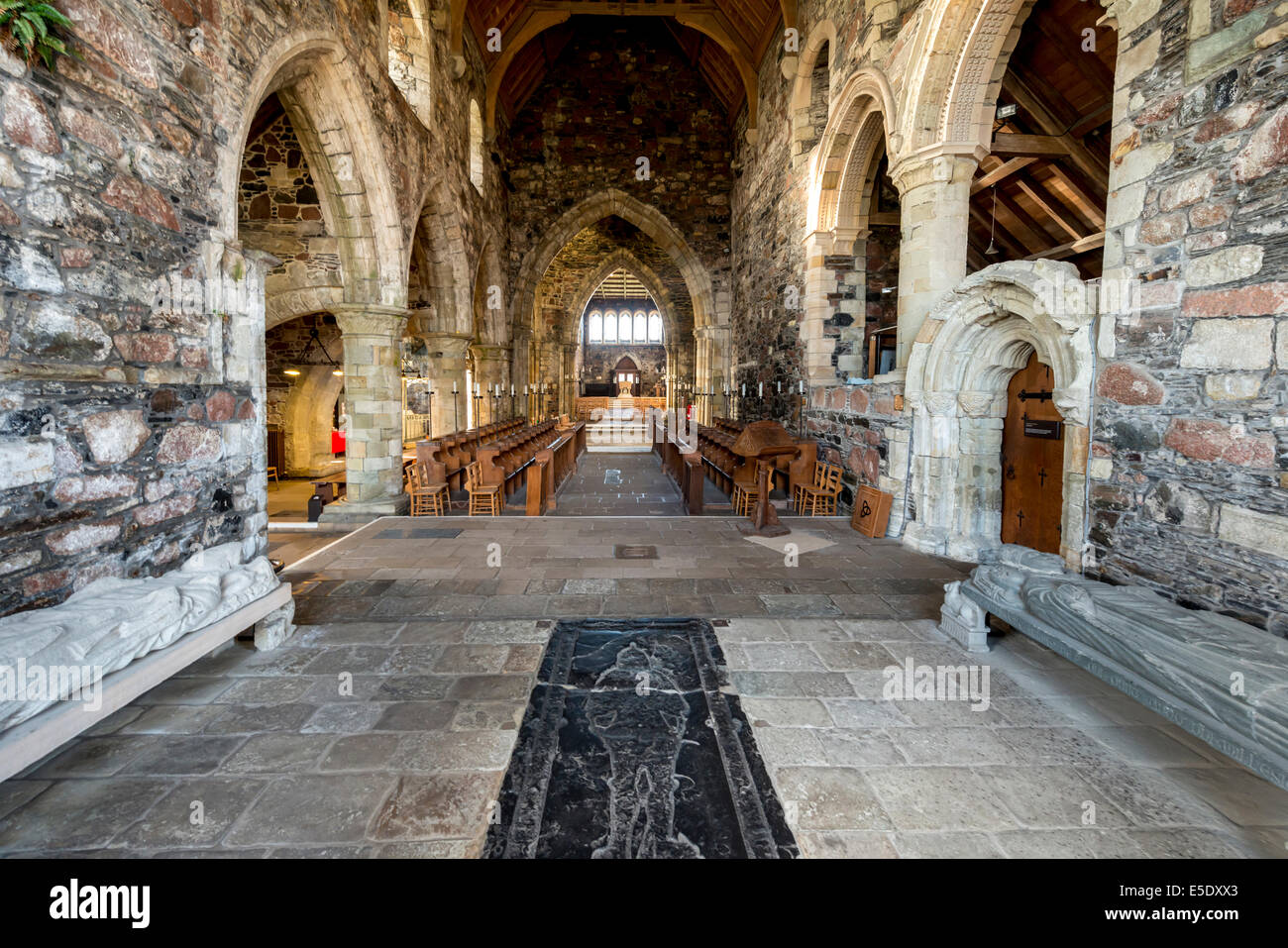 The interior of Iona Abbey, an historic abbey located on the Isle of ...