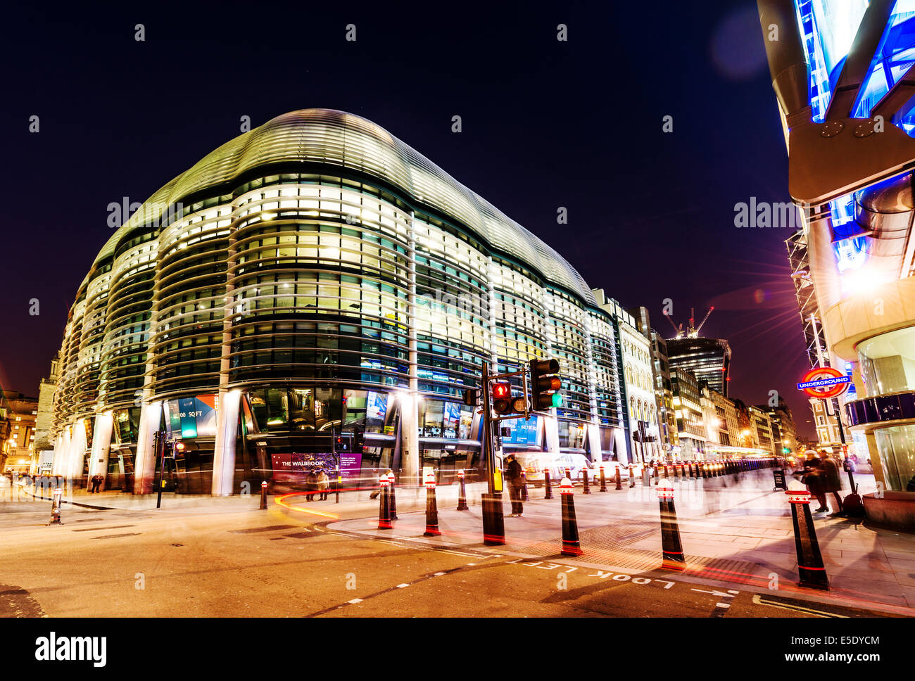 Shown at night, the Walbrook Building is a new office development in ...