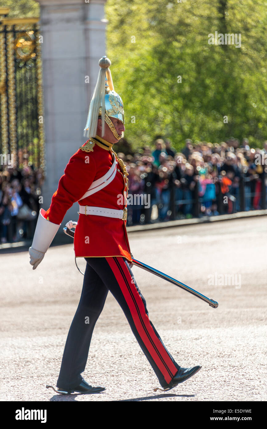 Changing of the Guard at Buckingham Palace is a ceremony of the new guard changing place with ...