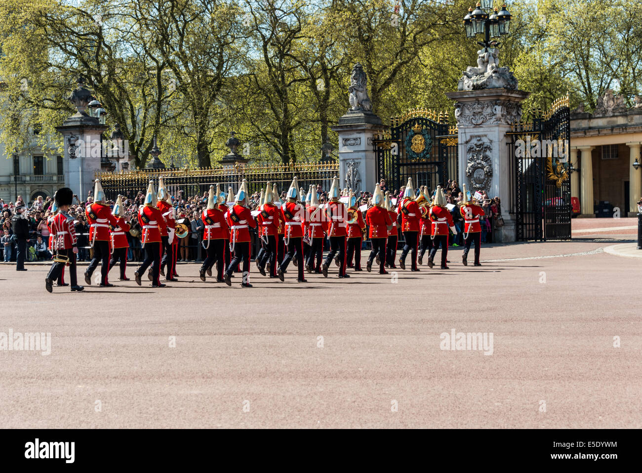 Changing of the Guard at Buckingham Palace is a ceremony of the new guard changing place with ...