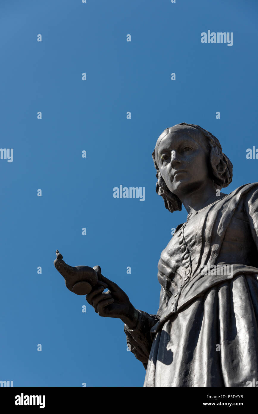 A statue of nurse Florence Nightingale at The Crimean War Memorial, a ...