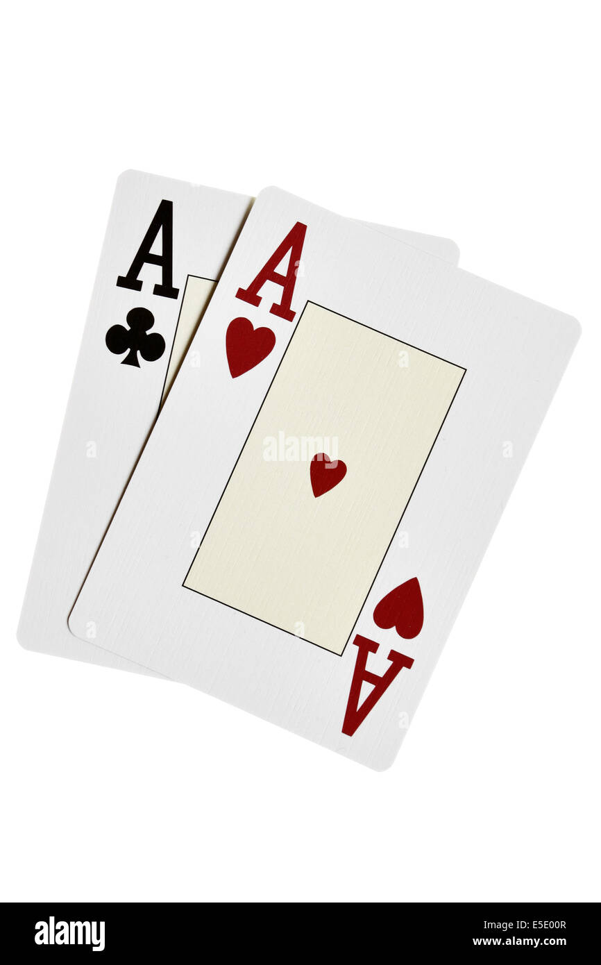 Two aces close-up isolated over white background Stock Photo - Alamy