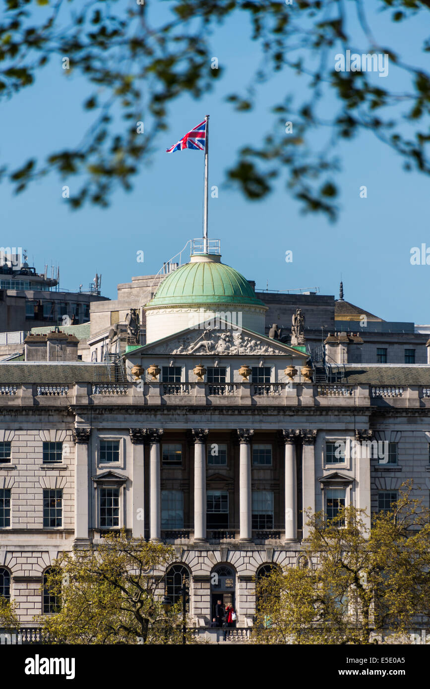 Union Jack flag flying over Somerset House, a large Neoclassical ...