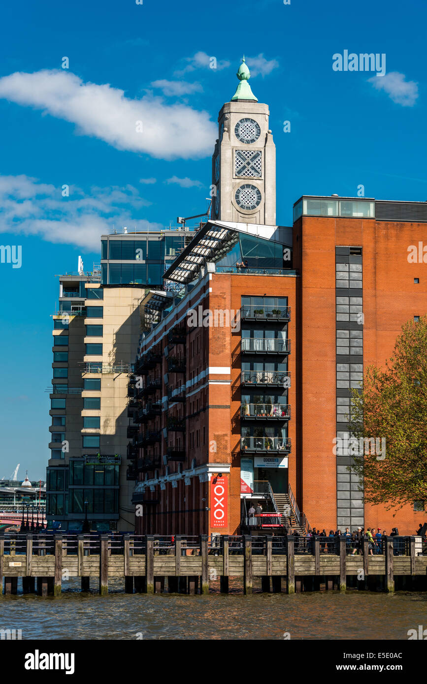 The Oxo Tower building with a prominent tower on the south bank of the ...