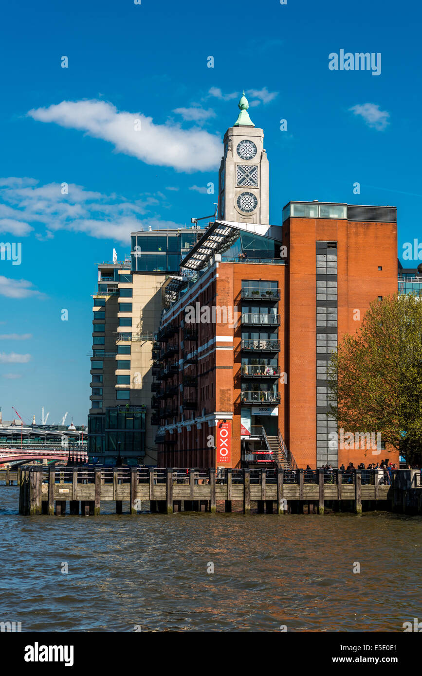 The Oxo Tower building with a prominent tower on the south bank of the ...