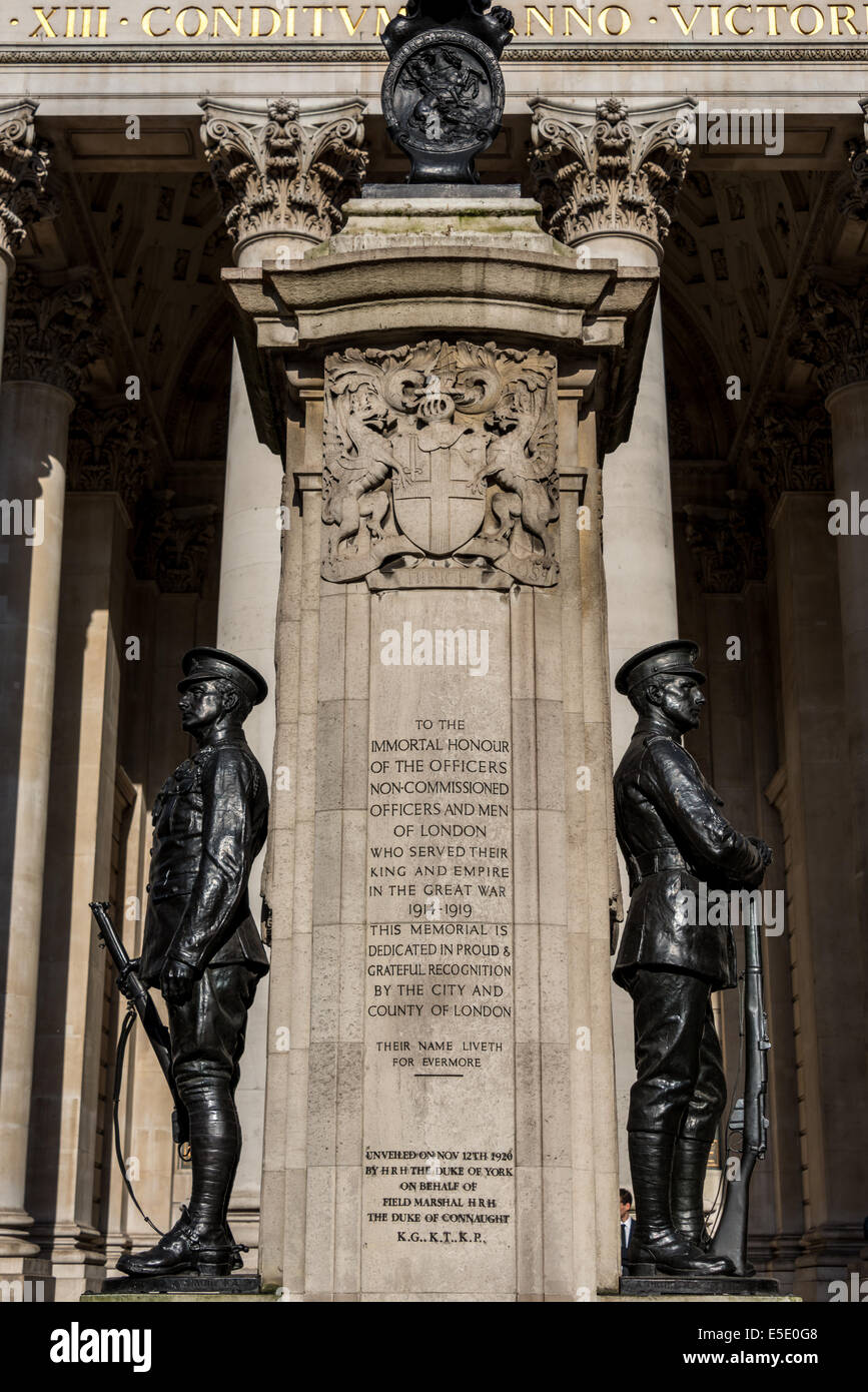 A memorial to London troops who fell in the Great War (World War I ...