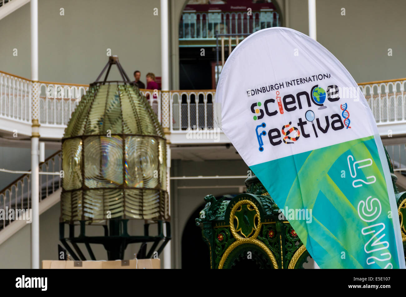 Science festival exhibits and lighthouse optic at The National Museum ...