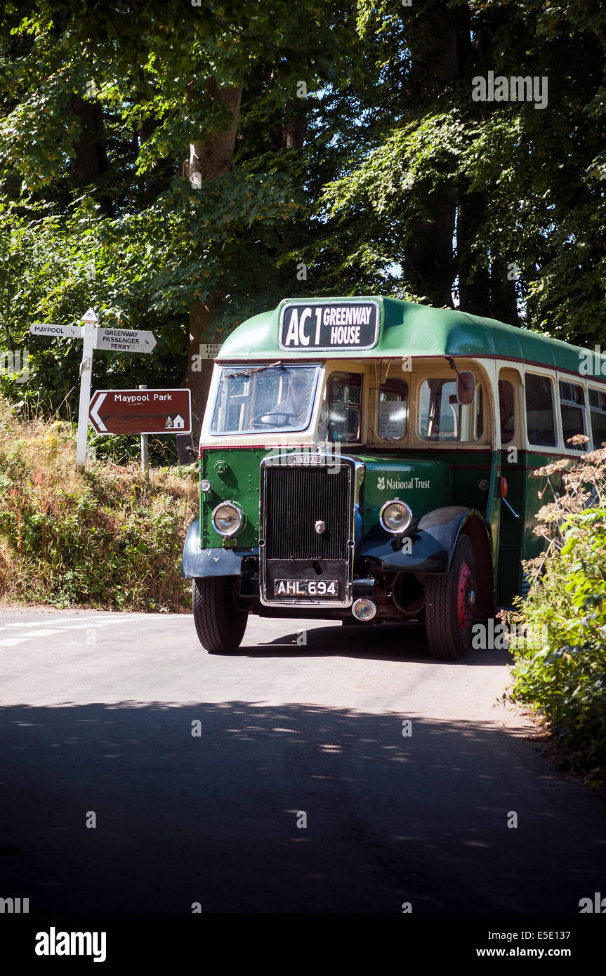 National trust leyland bus on the agatha christie trail hi-res stock ...