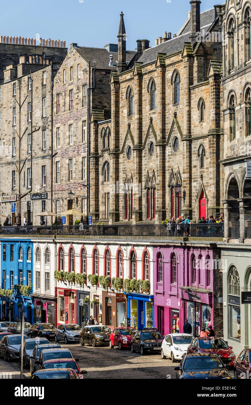 Victoria Street Edinburgh is famous for its multi-coloured shopfronts ...