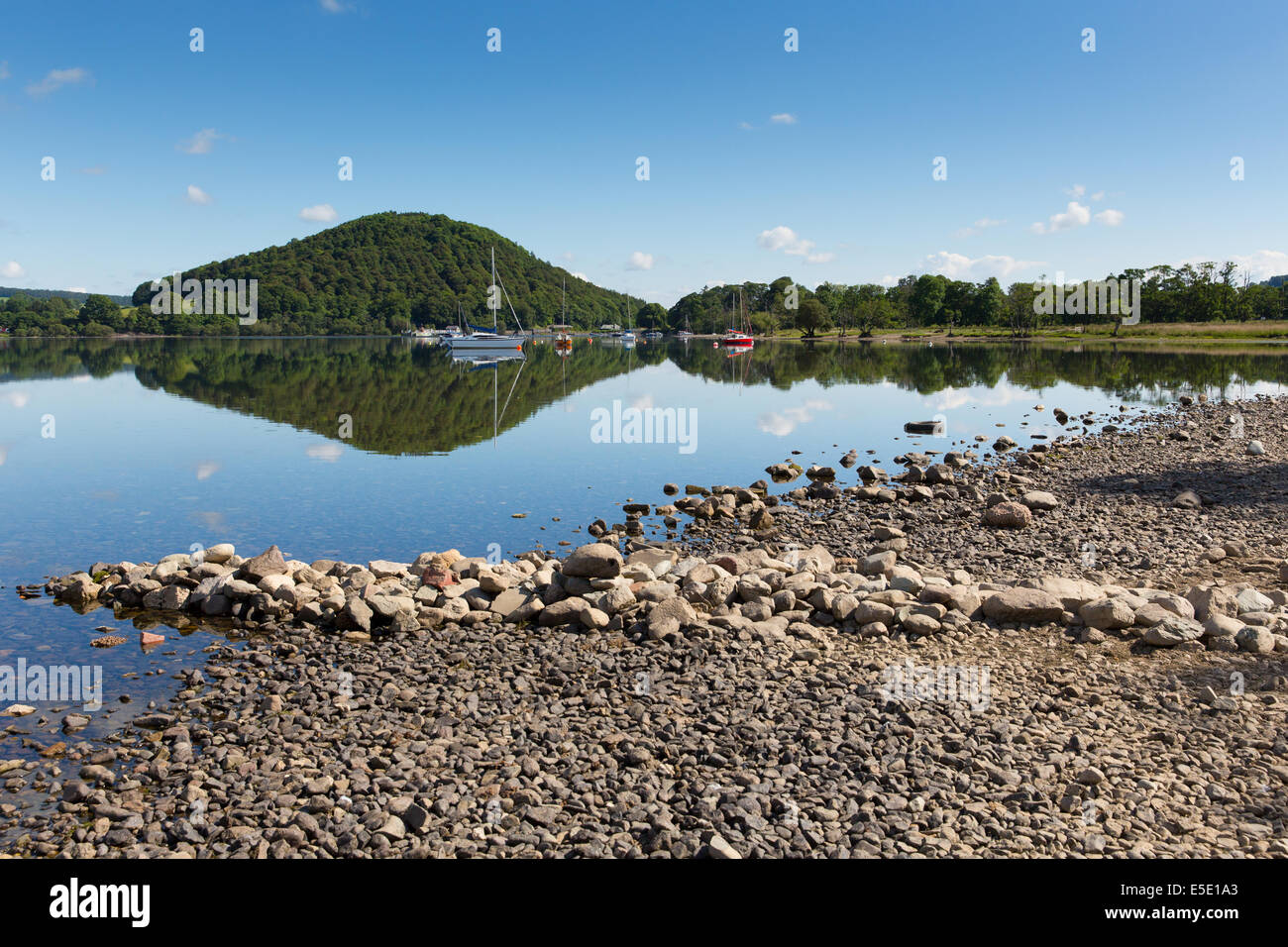 Ullswater by Pooley Bridge Lake District Cumbria England UK blue sky on ...
