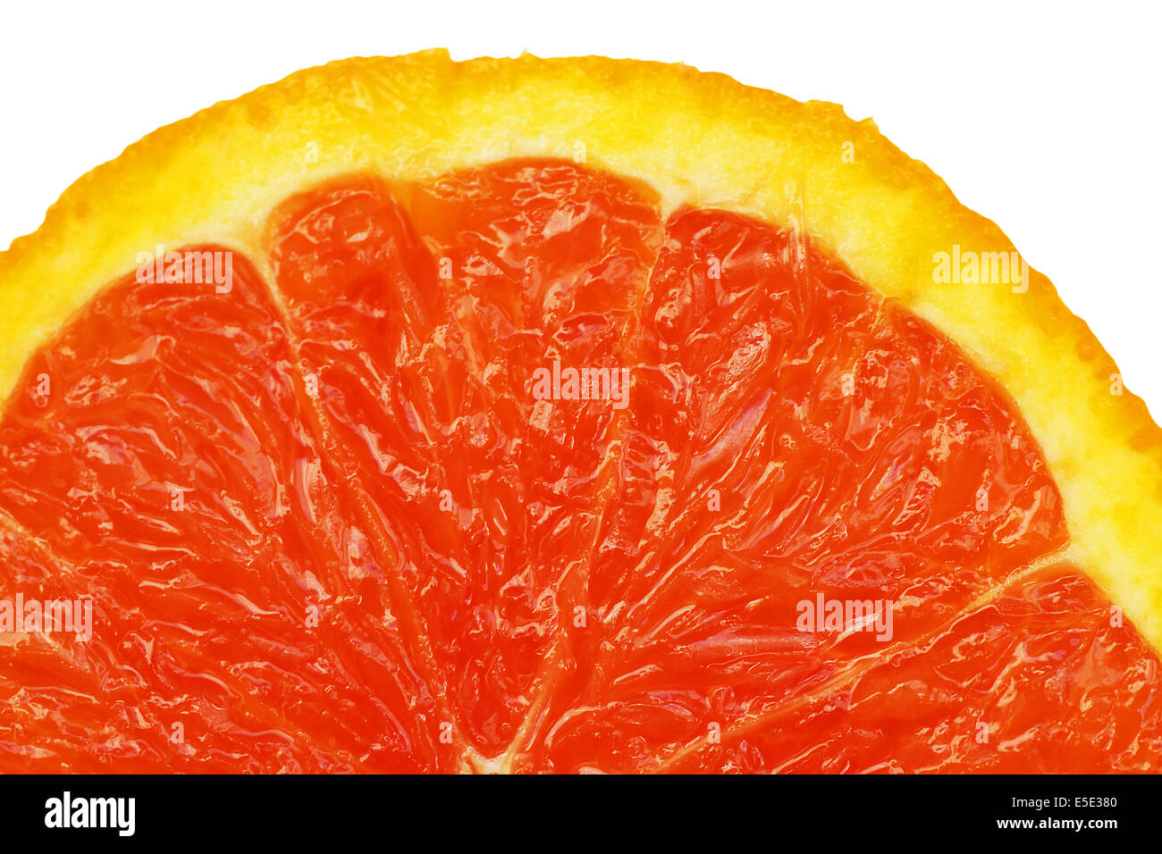 Slice of blood red orange over white Stock Photo - Alamy