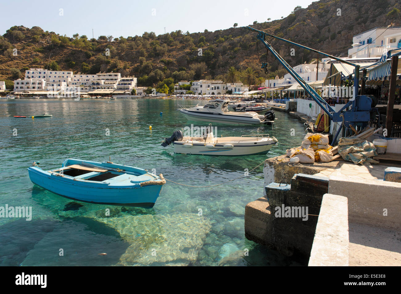 Boats in harbour at Loutro, Crete Stock Photo - Alamy