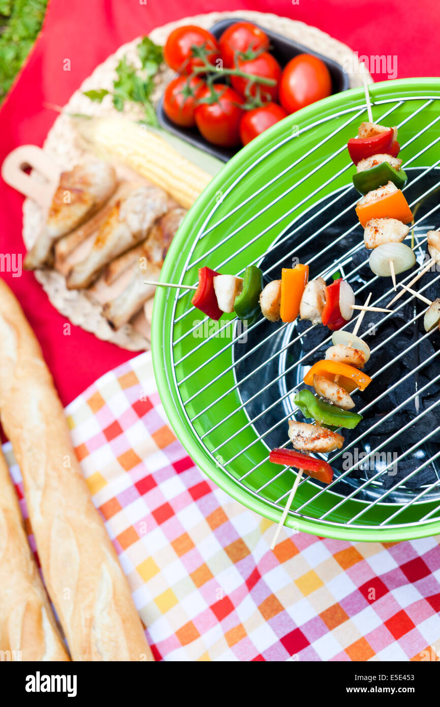 barbecue on a grilling pan Stock Photo - Alamy