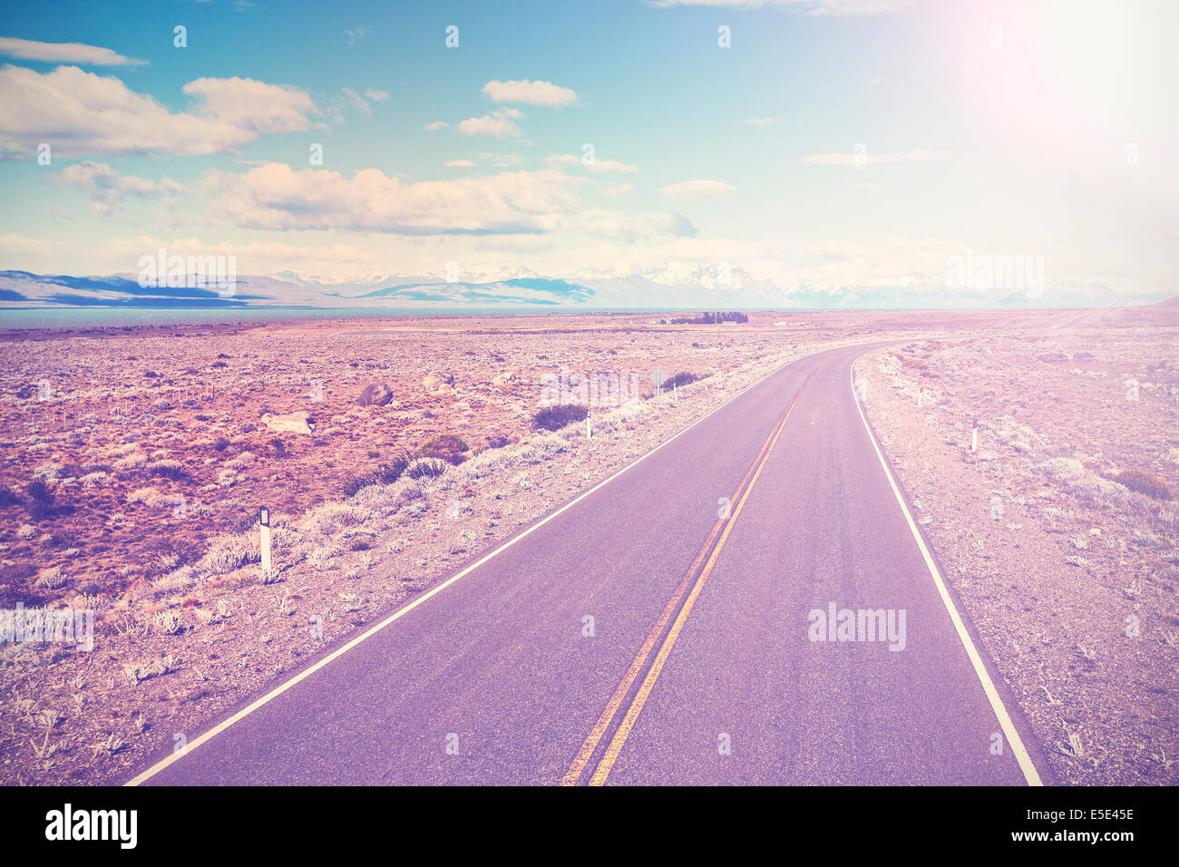 asphalt country road with back light, vintage style Stock Photo - Alamy