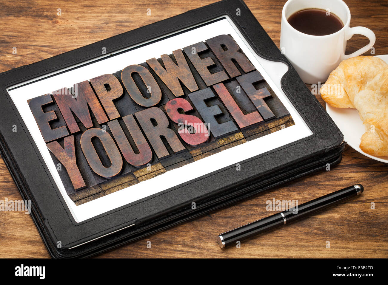 empower yourself - motivation concept - text in vintage letterpress ...