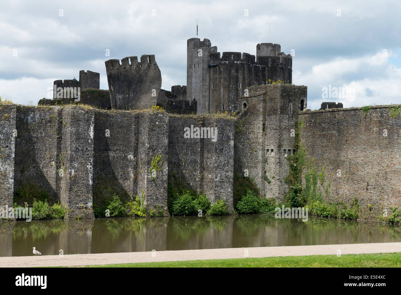 Caerphilly Castle and it's famous leaning tower, Mid Glamorgan, South ...