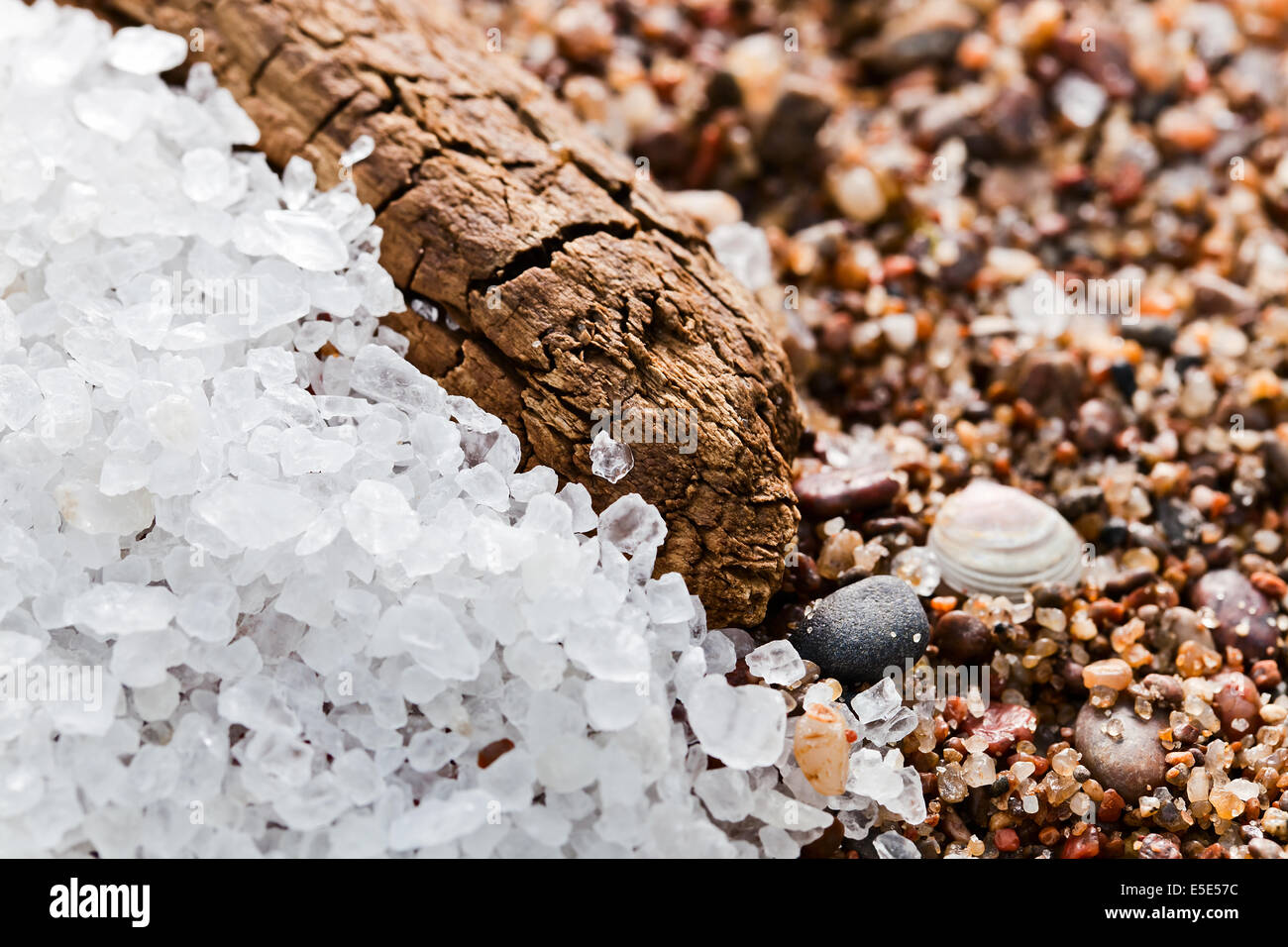 The cleared sea salt on a beach Stock Photo - Alamy
