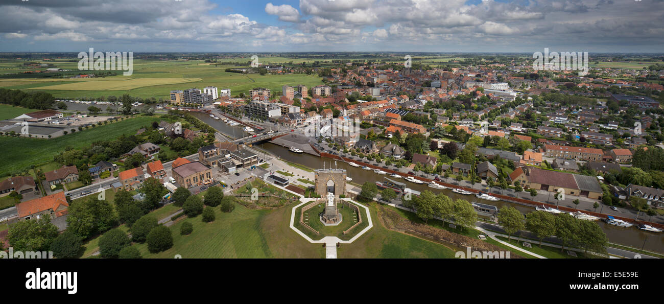 Diksmuide / Dixmude, seen from the IJzertoren / Yser Tower, First World ...
