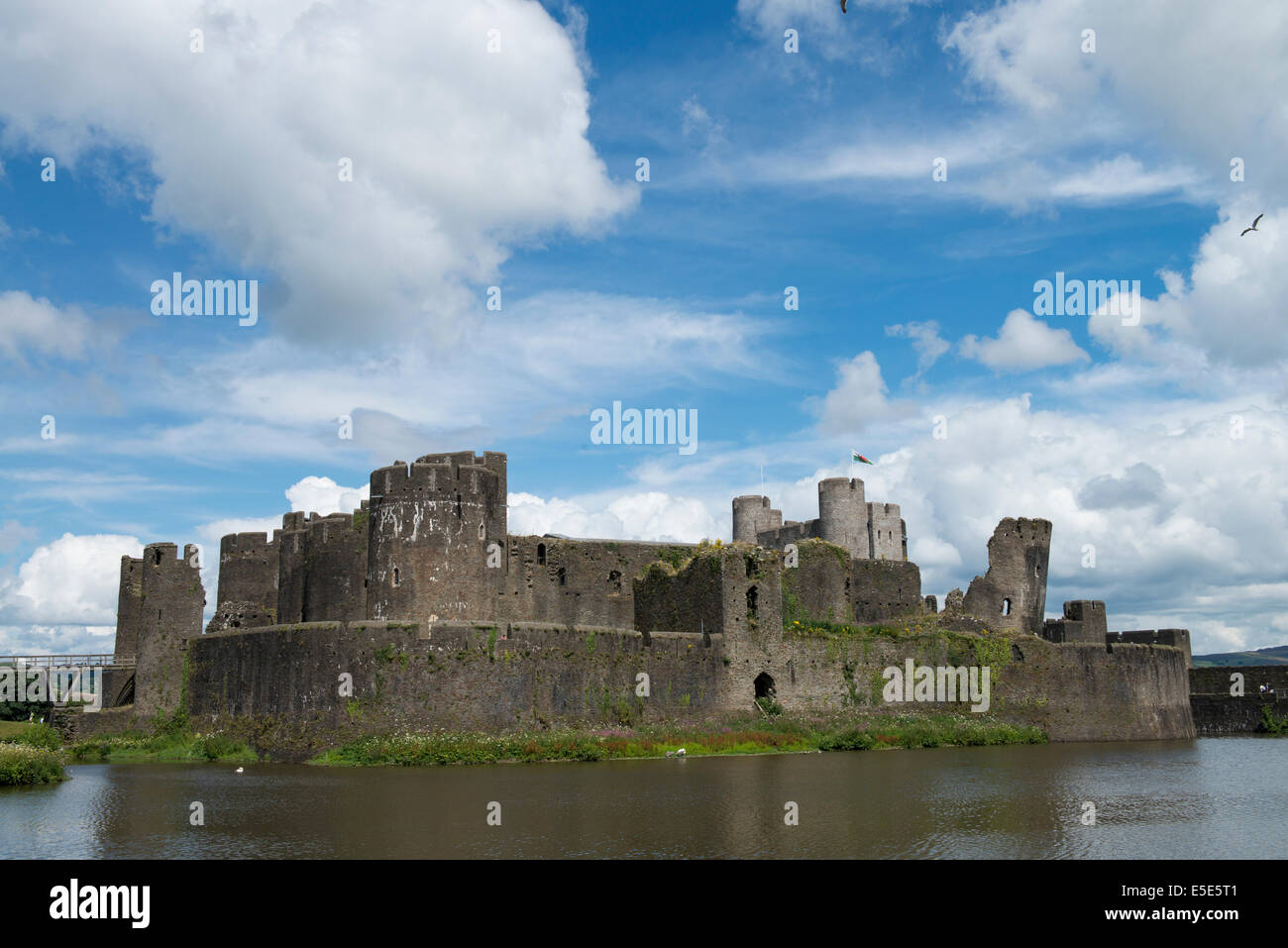 Caerphilly Castle and it's famous leaning tower, Mid Glamorgan, South ...