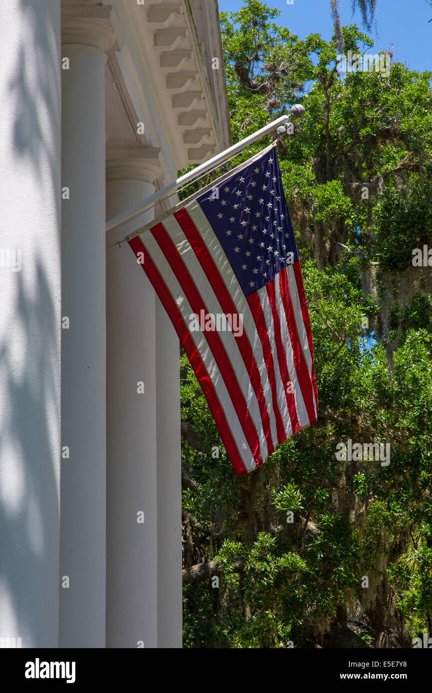 American flag on 1931 The Burrows-Matson House at Bay Preserve at ...