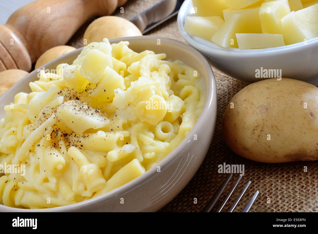 typical neapolitan recipe mixed pasta and potatoes Stock Photo - Alamy