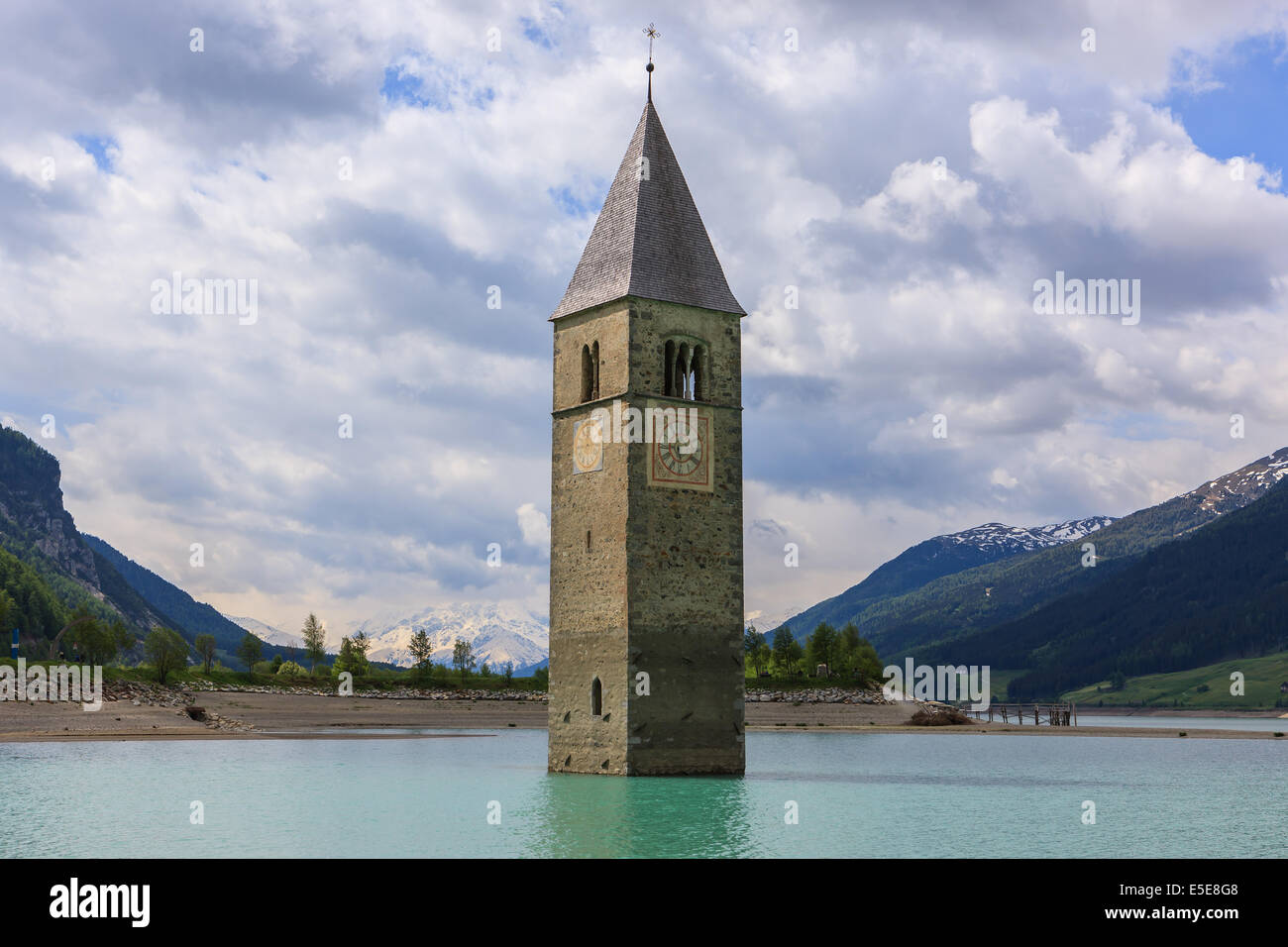 Italy the bell tower in reschen lake hi-res stock photography and ...