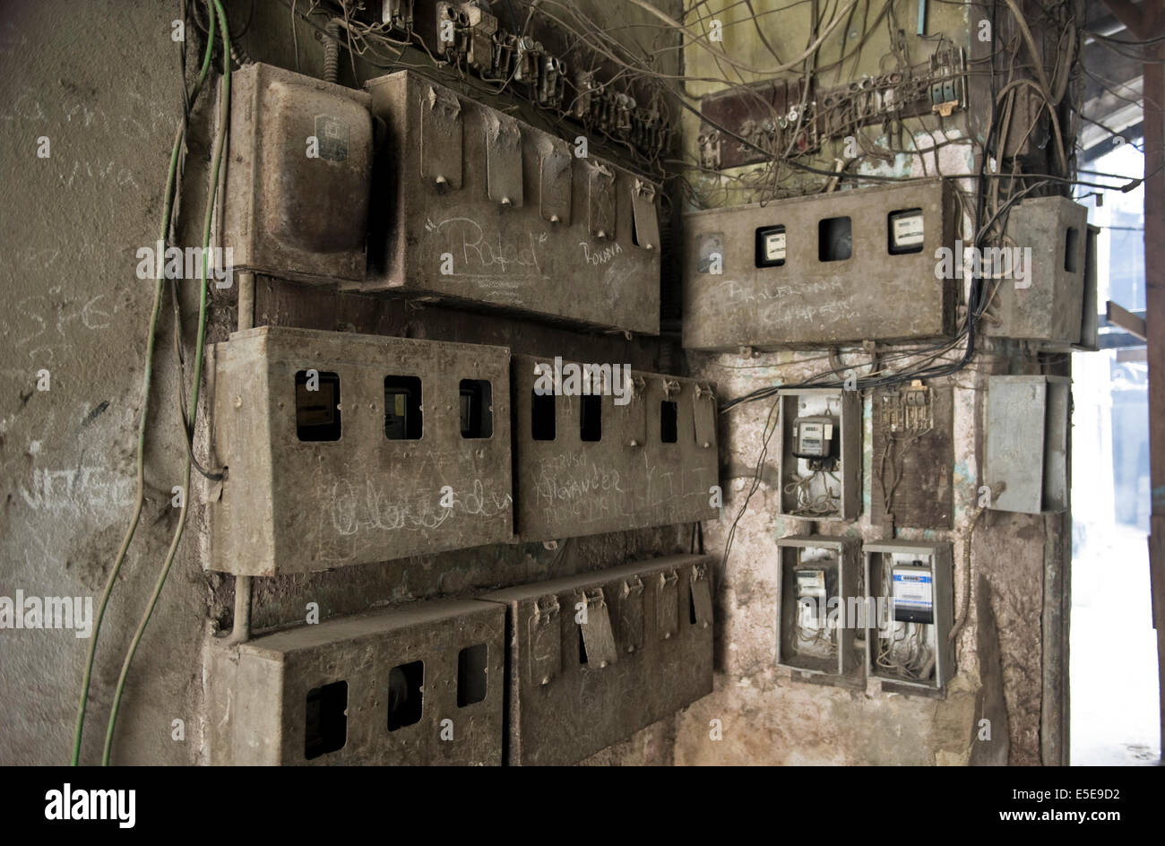 Old electric boxes hi-res stock photography and images - Alamy