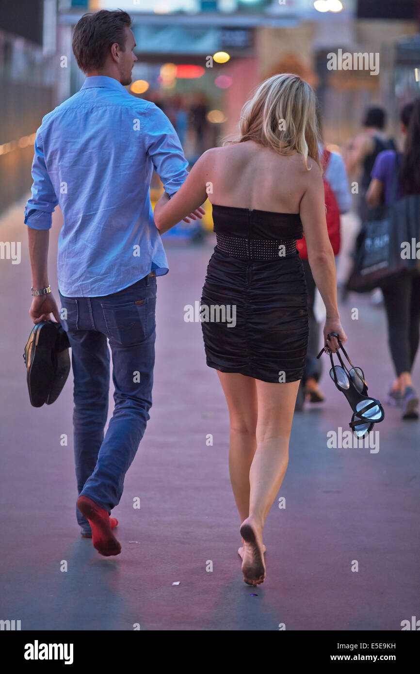 Clubbers walk along The Strip Las Vegas Paradise, Nevada USA Stock ...