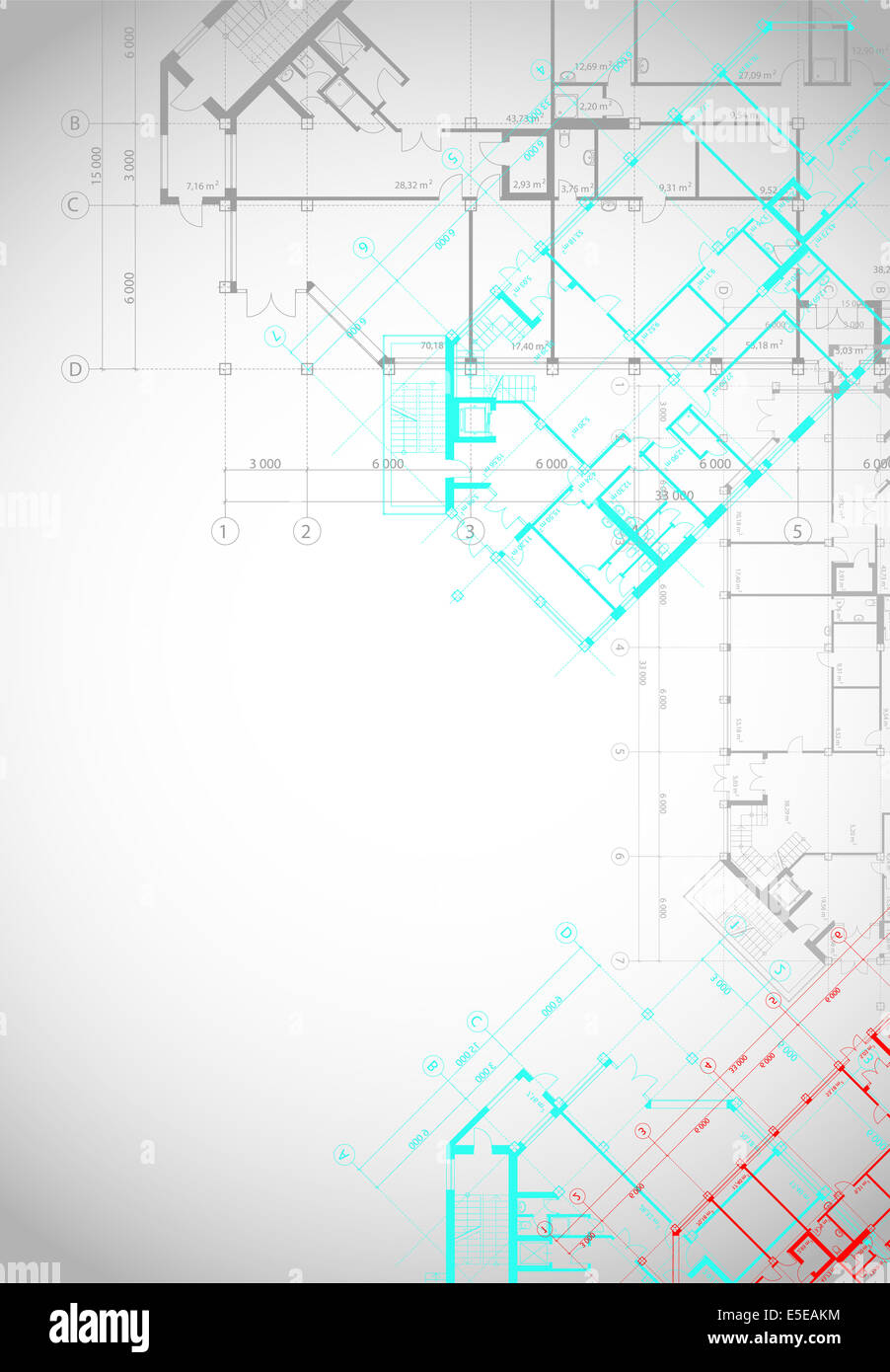 Architectural gray background with colored plans of building Stock ...