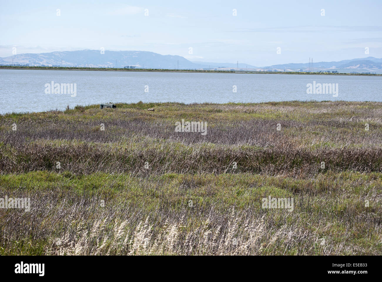 Looking West from Mare Island California across the wetlands and San ...