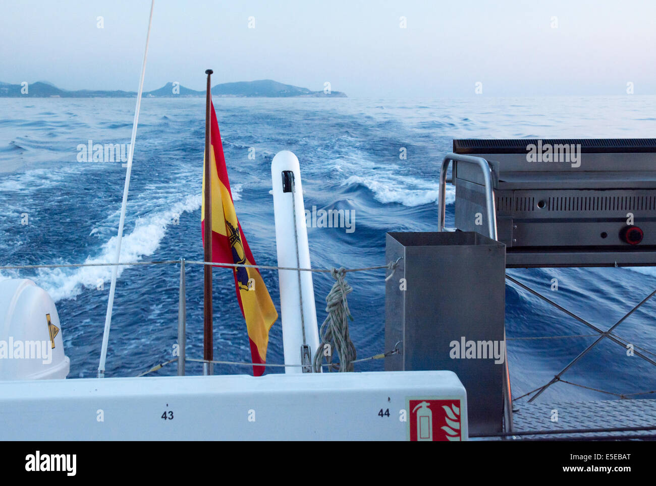 Spanish flag on boat. Mallorca, Balearic islands, Spain Stock Photo - Alamy