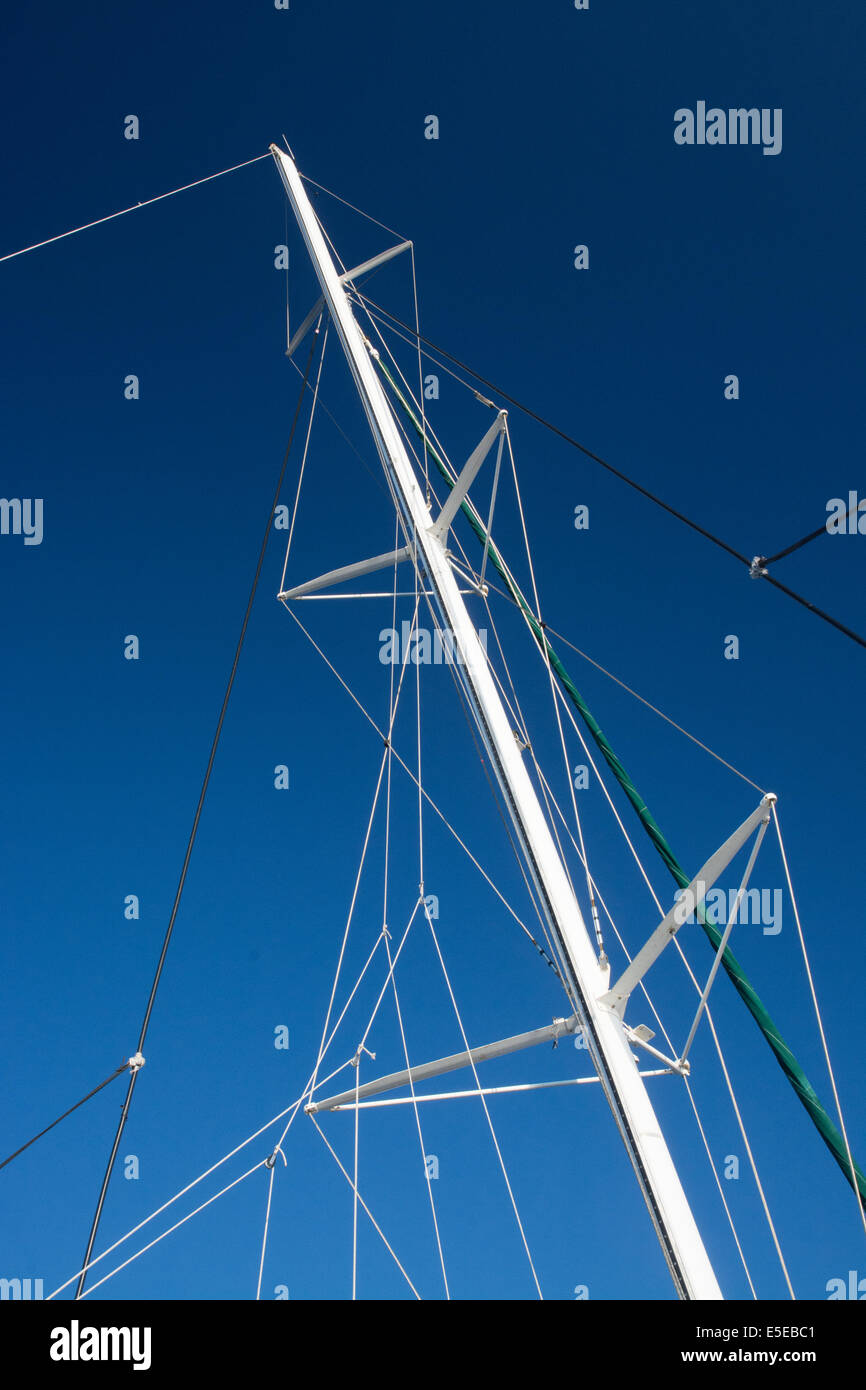 Diagonal mast pattern and deep blue sky by the Mediterranean Stock ...