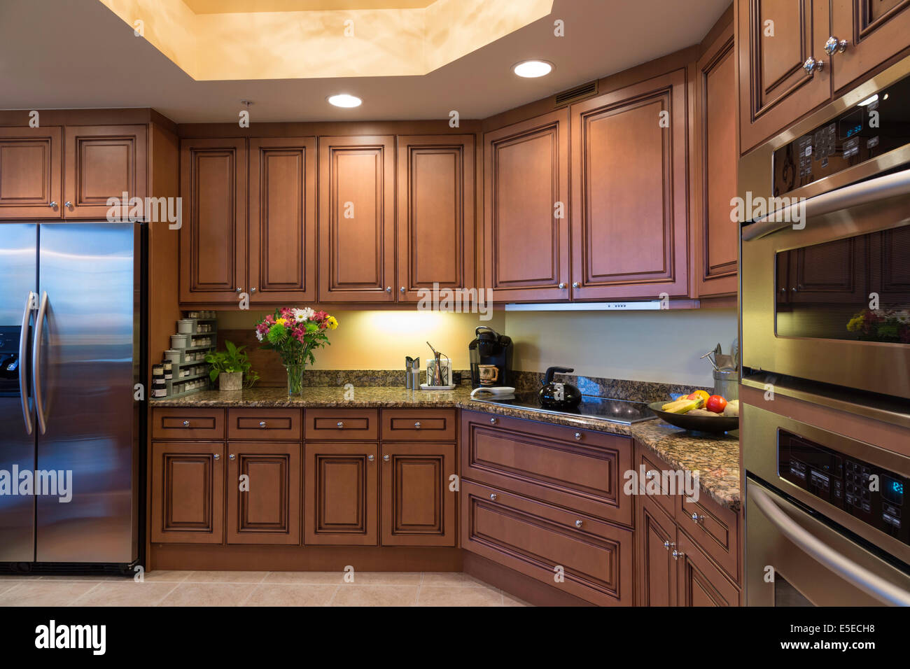 Showcase Kitchen with Upscale Designer Appointments Stock Photo - Alamy