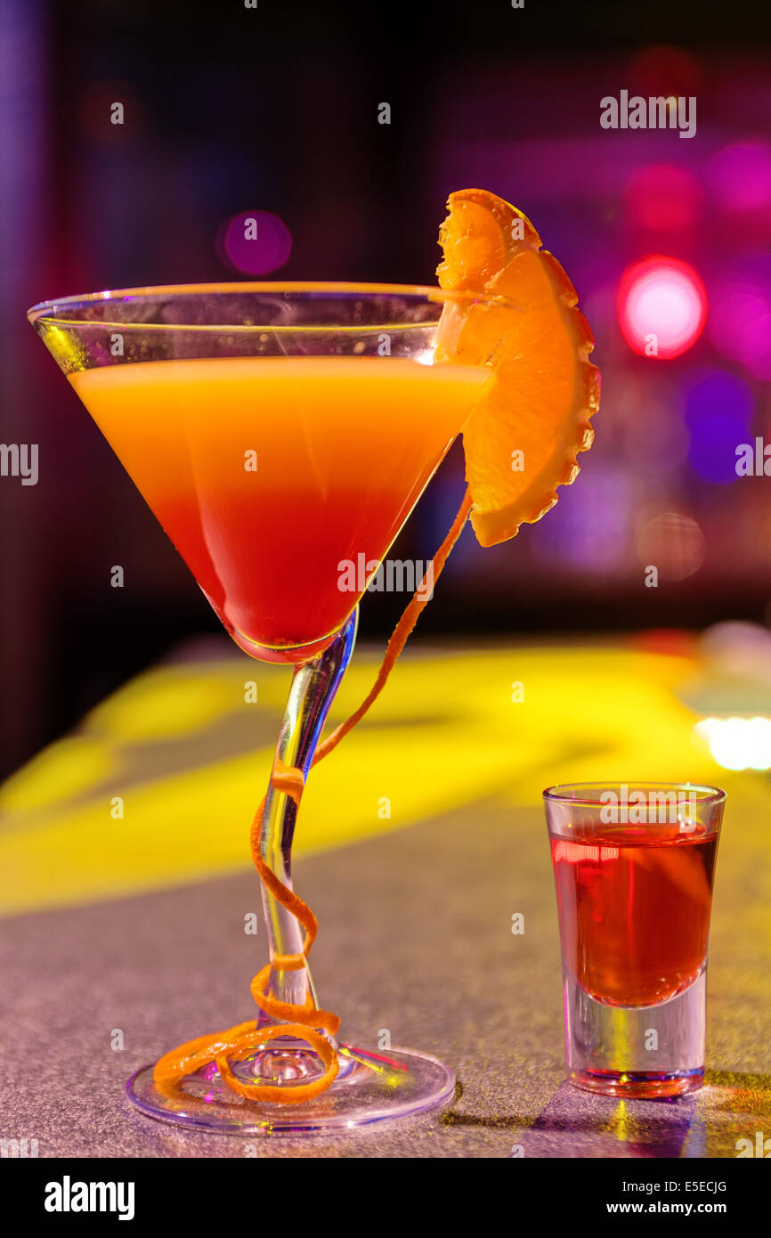 cocktail at bar in a night club with vivid colors Stock Photo - Alamy