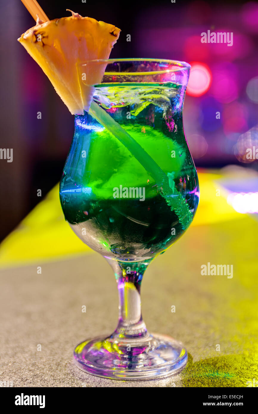 cocktail at bar in a night club with vivid colors Stock Photo - Alamy