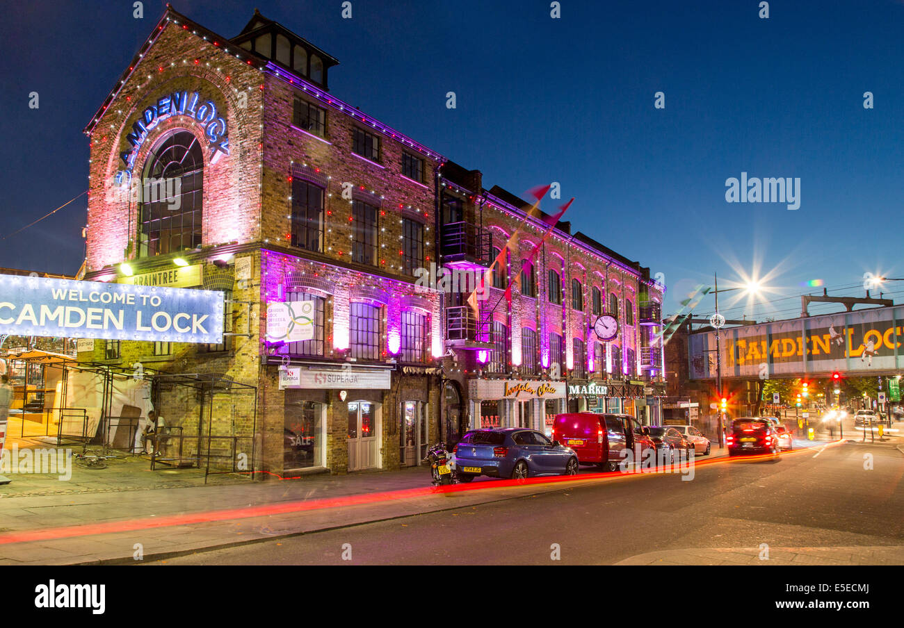 Camden Lock Market London At Night UK Stock Photo - Alamy