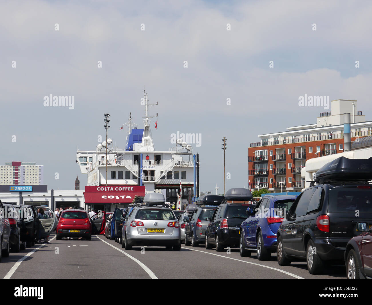 Passengers and vehicles waiting to Board the Wightlink Portsmouth to ...