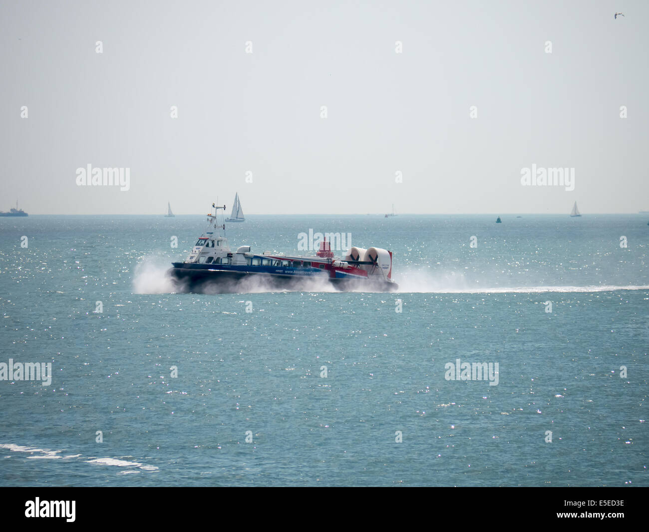 The Portsmouth to Ryde Isle of Wight Hovercraft crossing the Solent ...