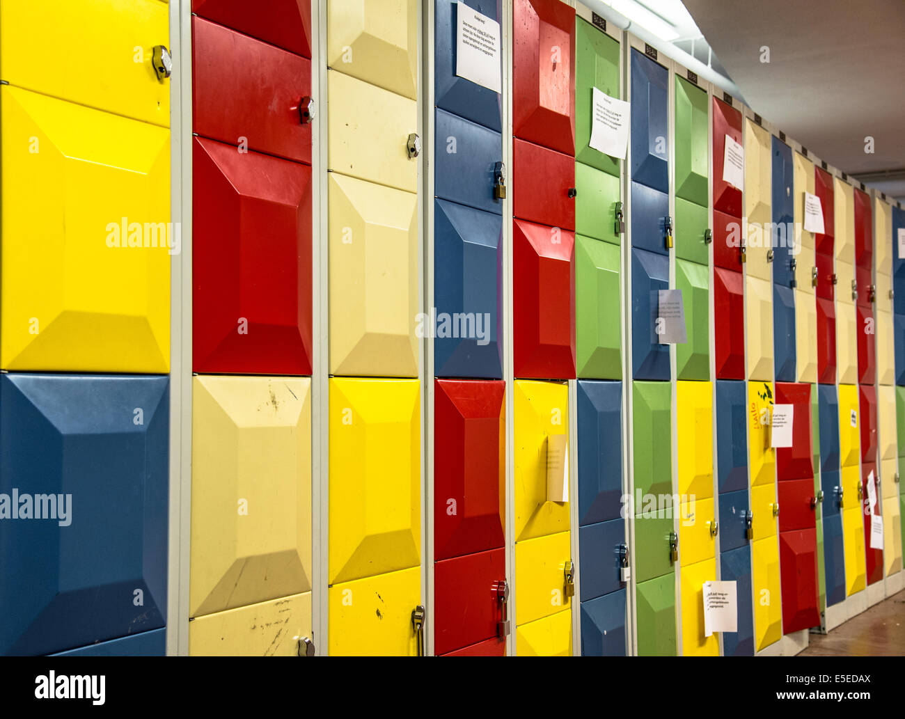 many colorful lockers at a highschool Stock Photo - Alamy
