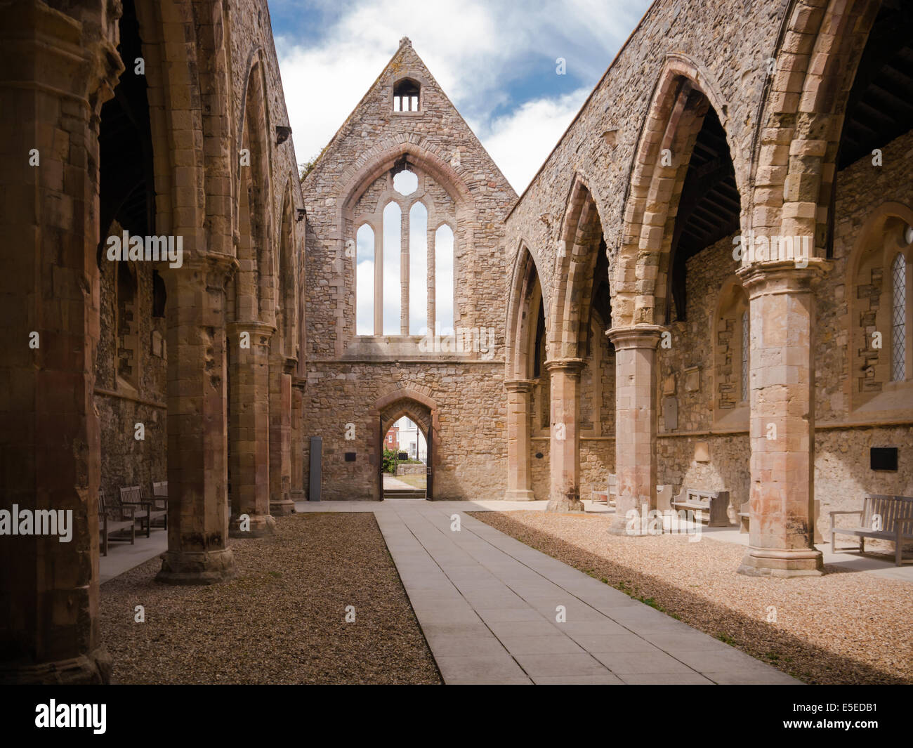 Interior of the bomb damaged Royal garrison Church, Old Portsmouth ...