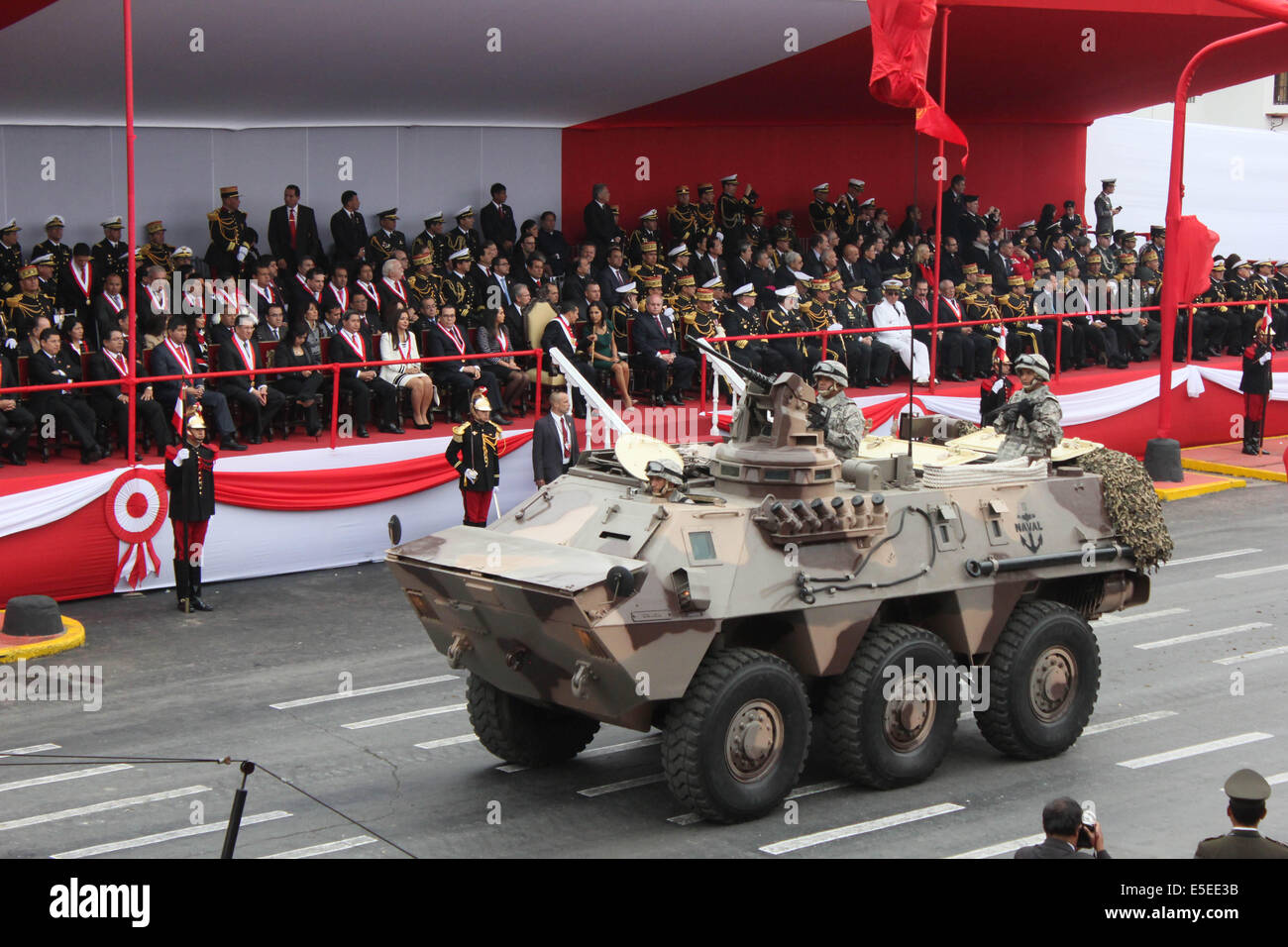 Lima, Peru. 29th July, 2014. A military tank participates in the ...