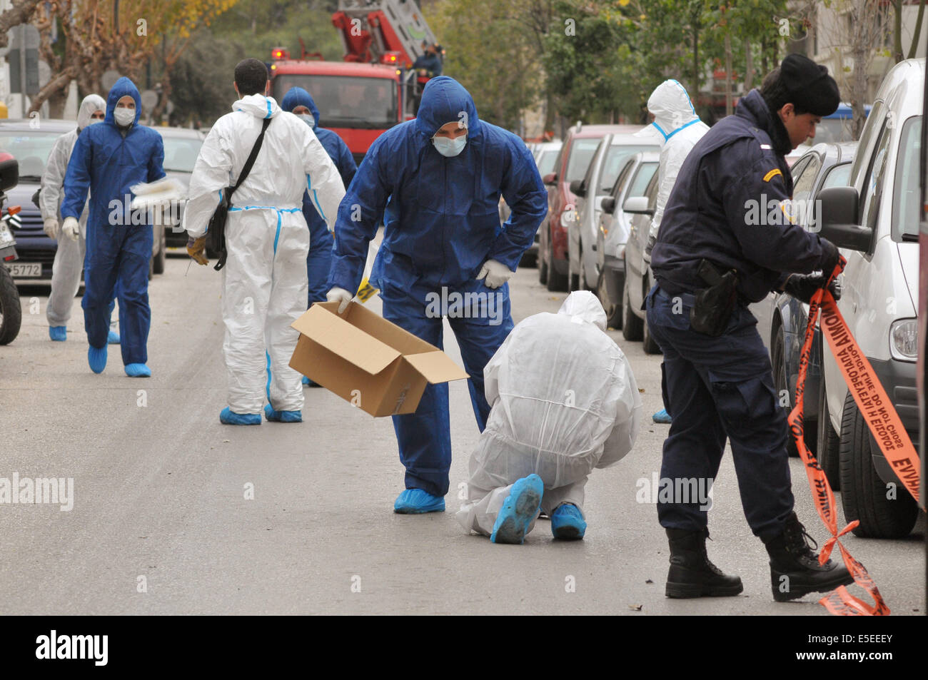 30 December 2010 - Athens, Greece - Forensic police officers gather ... 30 December 2010 - Athens, Greece - Forensic police officers gather ...